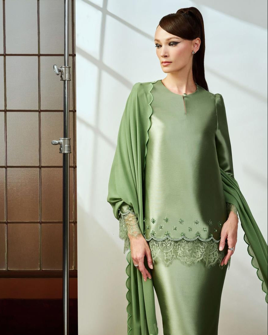 Selendang Bahu Chiffon Scallop (Matcha) (PROMO PRICE : RM87) – teruntum ...
